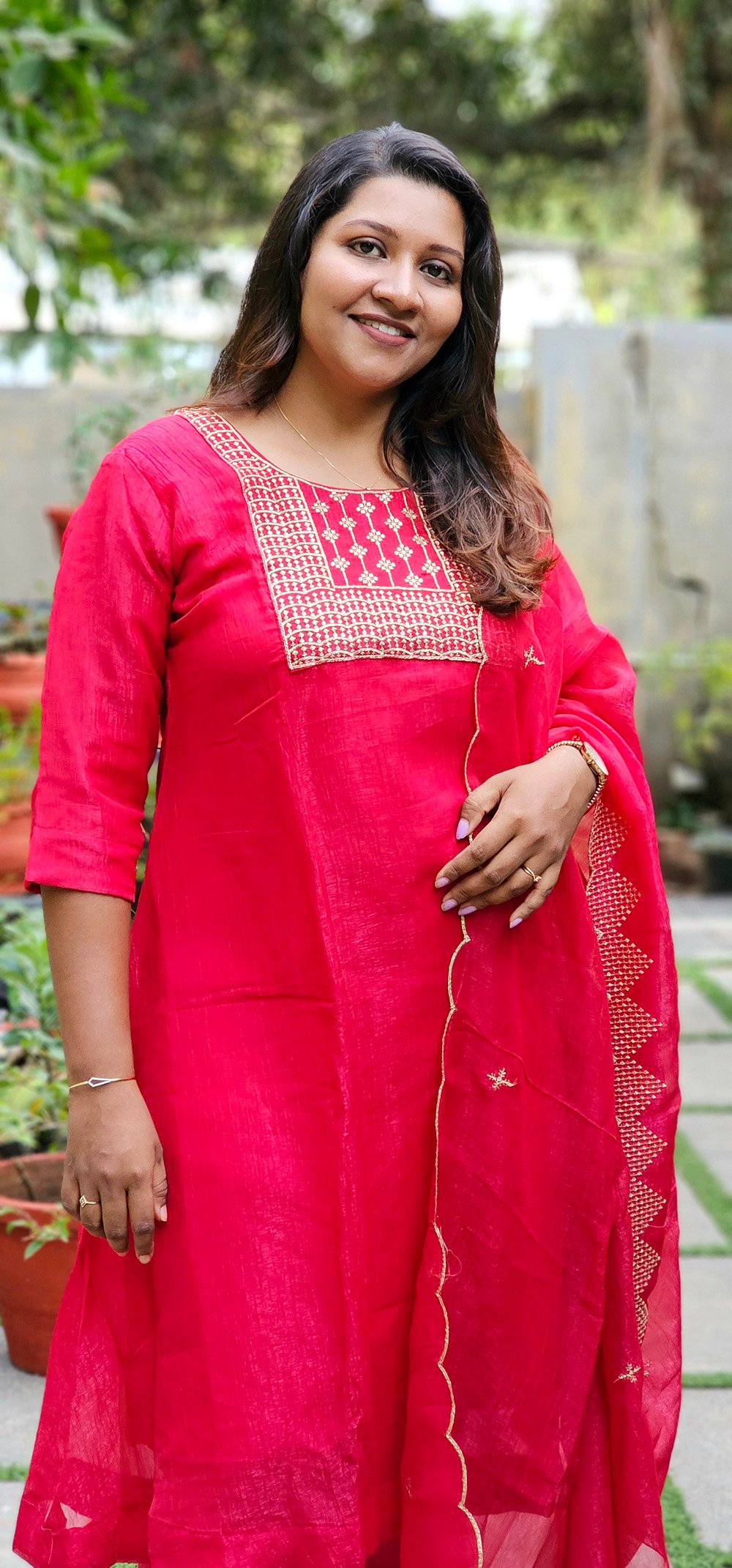 Ruby Red Space Silk Salwar - Jhanvi Fashions